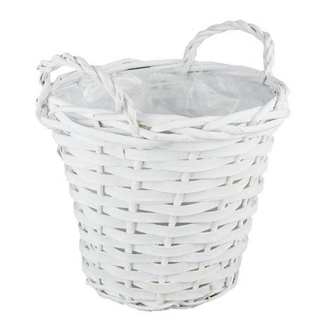 Biała wiklinowa osłonka na doniczkę 20 cm okrągła 10566813293