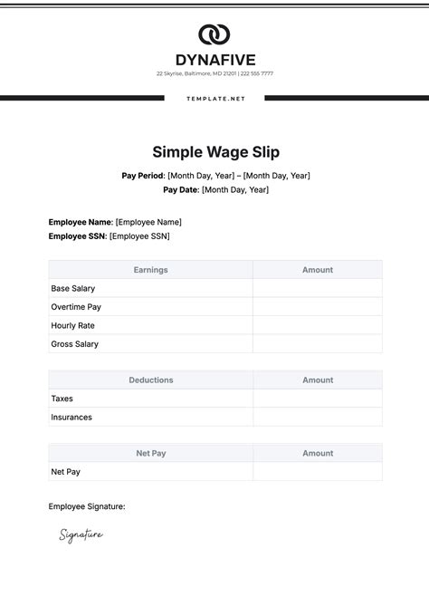Free Simple Wage Slip Template To Edit Online