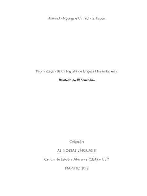 Ngunga Armindo Padronizacao Ortografica 3nd Correcao Pdf Moçambique Árabe