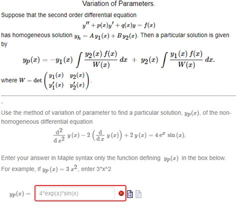 Solved Variation Of Parameters Suppose That The Second Chegg