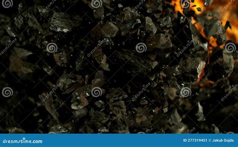 Burning Coal With Fire Top View Shot Stock Image Image Of Charcoal