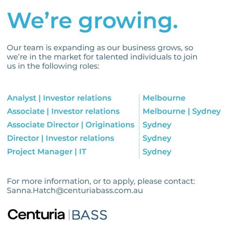 Centuria Bass Is Growing Centuria Bass Has Experienced Rapid Growth