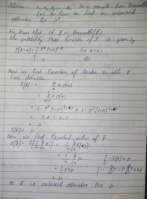 let {x1 x2 xn} be a sample from bernoulli p find an unbiased