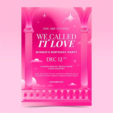 Free Vector Gradient Hot Pink Invitation
