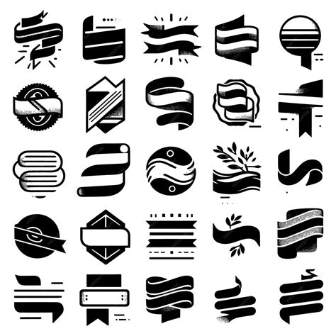 Premium Vector Graphic Set Of Simple Rectangle Ribbons Vector Black Shape