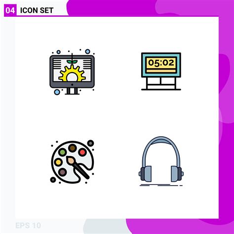 set of 4 modern ui icons symbols signs for digital color screen score