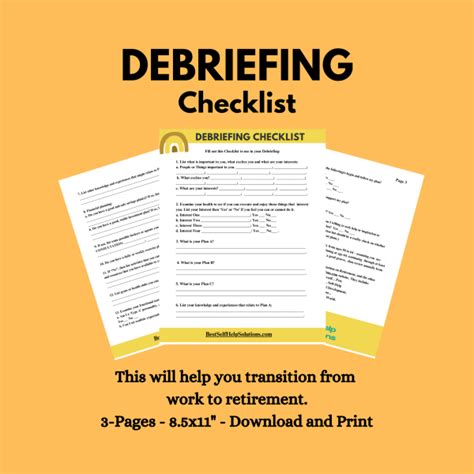 Debriefing Checklist Best Self Help Solutions
