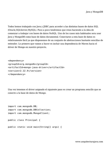 Java Y Mongodb Pdf Java Lenguaje De Programación Mongo Db