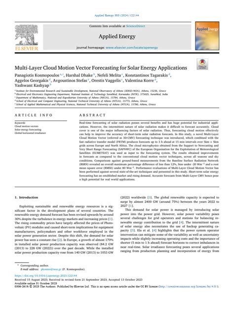 Multi Layer Cloudmotionvectorforecastingforsolarenergyapplications