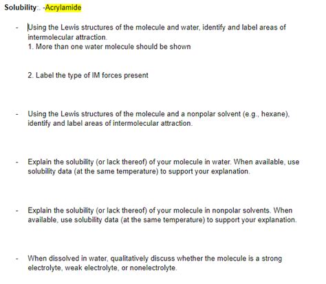 Solved Solubility Acrylamide Using The Lewis Structures
