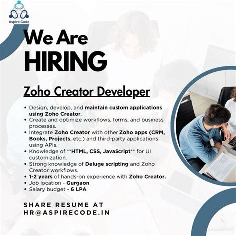 Aspire Code On Linkedin Hiring Zohocreatordeveloper Zoho