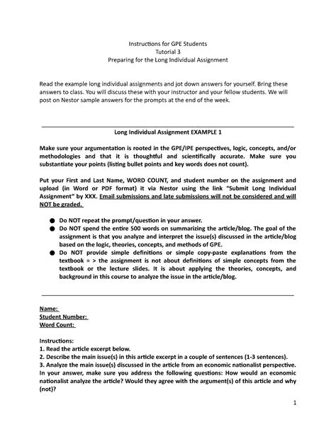 Tutorial 3 Instructions Sample Long Assignments Instructions For Gpe