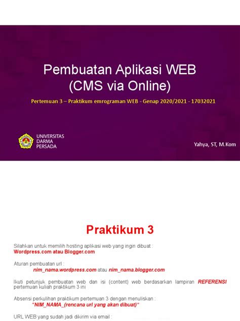 Pertemuan 3 Praktikum Pembuatan Aplikasi Web Cms Via Online Genap