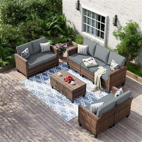 Latitude Run® 7 Person Outdoor Wicker Patio Sofa Seating Group With Storage Table And Reviews