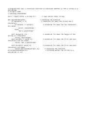 Recursive Function to Determine if a String is a Palindrome - | Course Hero