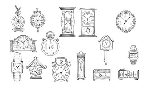 Premium Vector Classic Clock Handdrawn Collection