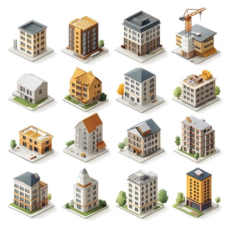 Icones Présentant La Structure Avec Des Symboles De Bâtiments Des