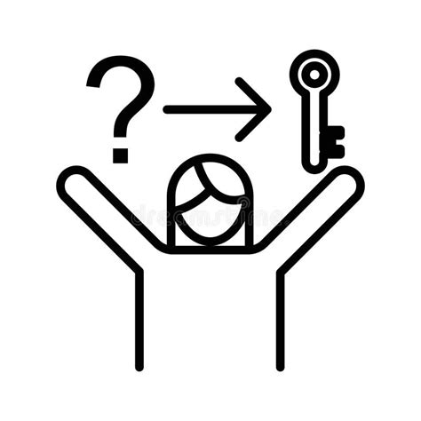 Problem Solving Skills Linear Logo Mark In Black And White Stock Vector