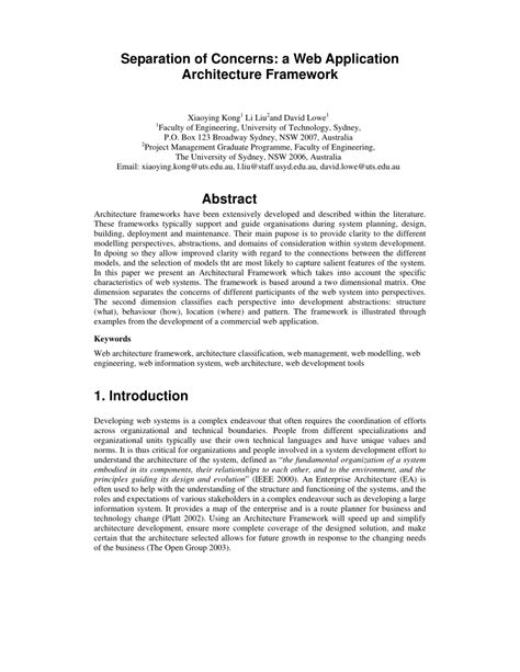 Pdf Separation Of Concerns A Web Application Architecture Framework