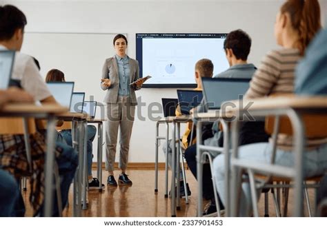 Computer Science Teacher Giving Lecture Her Stock Photo 2337901453 Shutterstock