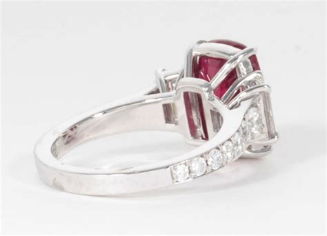 Cushion Shape Vivid Natural Ruby And Diamond Ring For Sale At 1stdibs