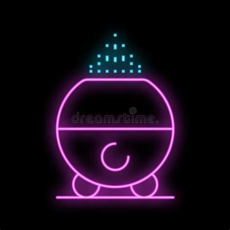 Neon Humidifier Diffusing Water Vapor Into The Air Stock Illustration
