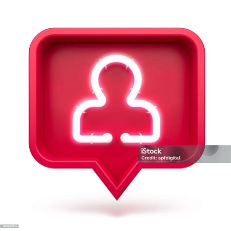 흰색 배경에 고립 된 빨간 핀에 프로필 아이콘 네온 프로필 기호입니다 3d 렌더링 공유 개념에 대한 스톡 사진 및 기타 이미지 공유 개념 러시아 매스컴 Istock