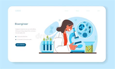 Bioengineering Web Banner Or Landing Page Biotechnology Gene Stock