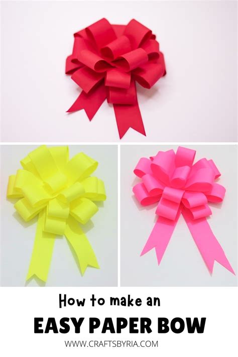 How To Make A Paper Bow Easy Step By Step Craft Crafts By Ria