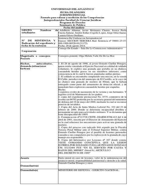 Formato De Análisis Jurisprudencial Consejo De Estado Pdf Caso De