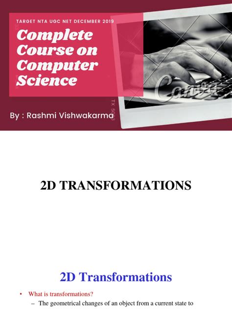 2d Transformations Basics Of Viewing 1683152046587 Pdf 2 D Computer Graphics 3 D