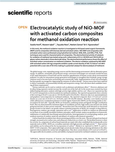 Pdf Electrocatalytic Study Of Nio Mof With Activated Carbon