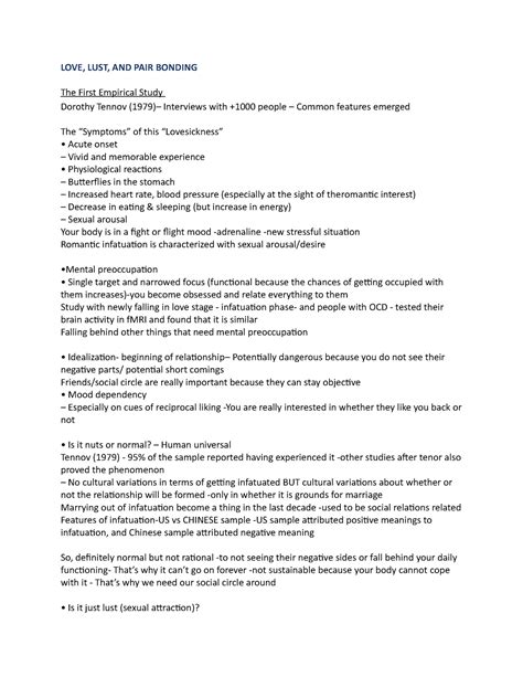Humanbonding Final LOVE LUST AND PAIR BONDING The First Empirical Study Dorothy Tennov