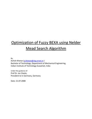 Optimization Of Fuzzy Bexa Using Nm Pdf