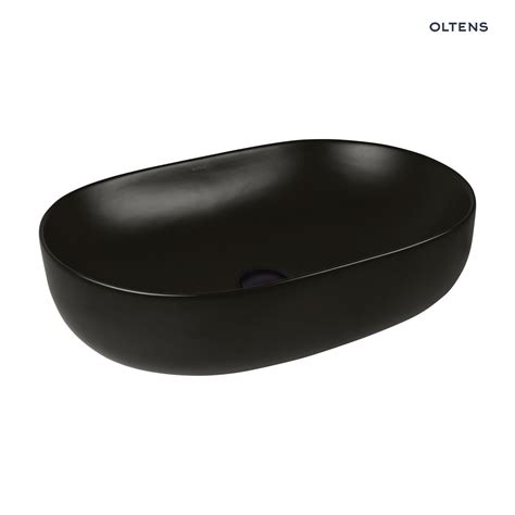 Oltens Hamnes Thin Umywalka 60 5x41 5 Cm Nablatowa Owalna Czarny Mat