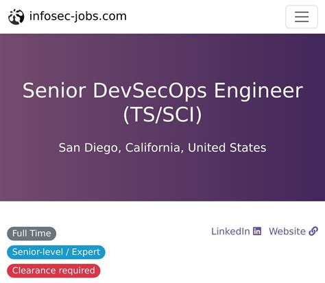 Hiring Senior Devsecops Engineer Tssci In San Diego California