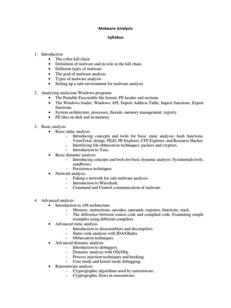 Malware Syllabus Download Free Pdf Malware Computer Programming