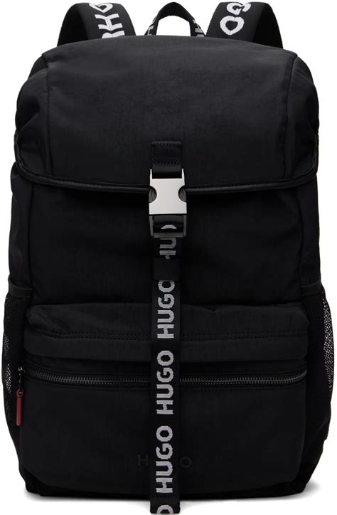 Hugo Black Logo Webbing Backpack Ssense