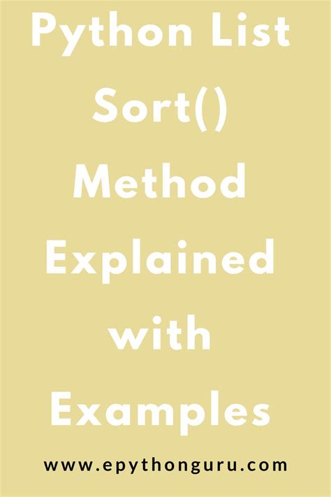 Python List Sort Method Explained With Examples Python Sorting Coding In Python