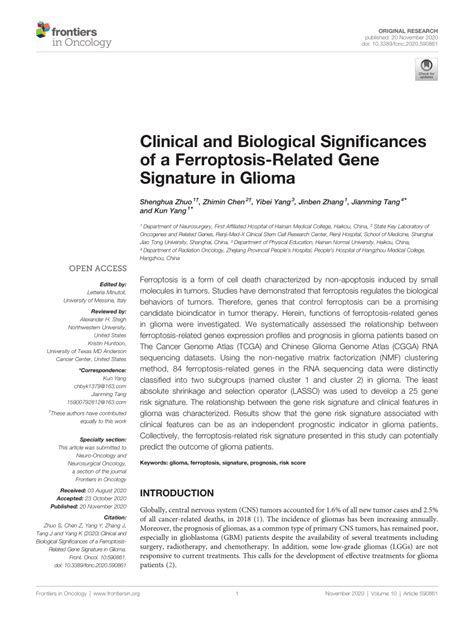 Pdf Clinical And Biological Significances Of A Ferroptosis Related