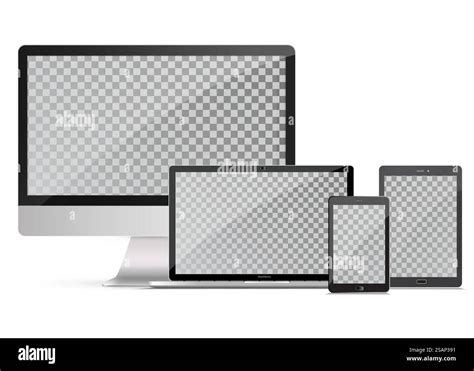 Electronic Gadgets Isolated On White Background Computer Monitor