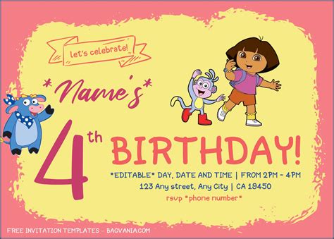 Dora The Explorer Birthday Invitation Templates Free Invitations