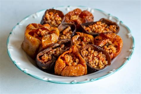 Premium Photo Dried Eggplant Stuffed And Dried Pepper Stuffed With