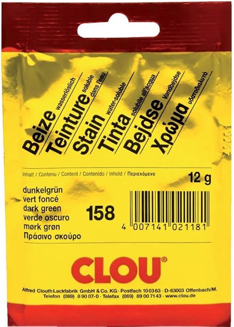 Clou Beize Pulver Beize Wasserlöslich Nr 158 Dunkelgrün 10g Bei