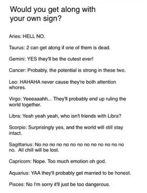 Zodiac Signs Would You Get Along With Your Own Sign