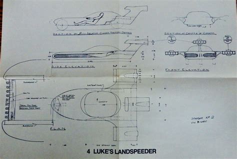 Star Wars Lukes Landspeeder Set Design Blueprint Vtg 20th Century Fox