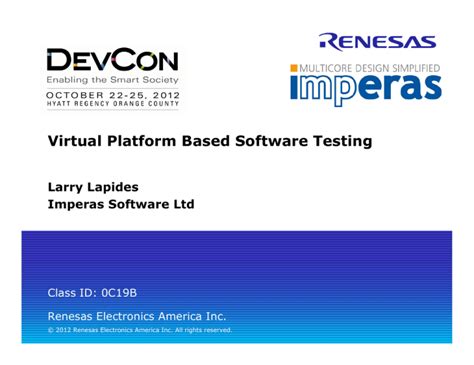 imperas paper at renesas devcon 2012 virtual platform based