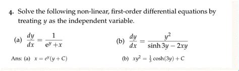 Solved Solve The Following Non Linear First Order
