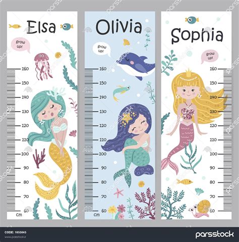 نمودار قد کودکان تصویر جدا شده با پری دریایی 1655045