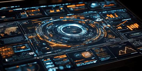 Advanced Digital Interface Displaying Complex Data Visualizations And Analytics In A Futuristic